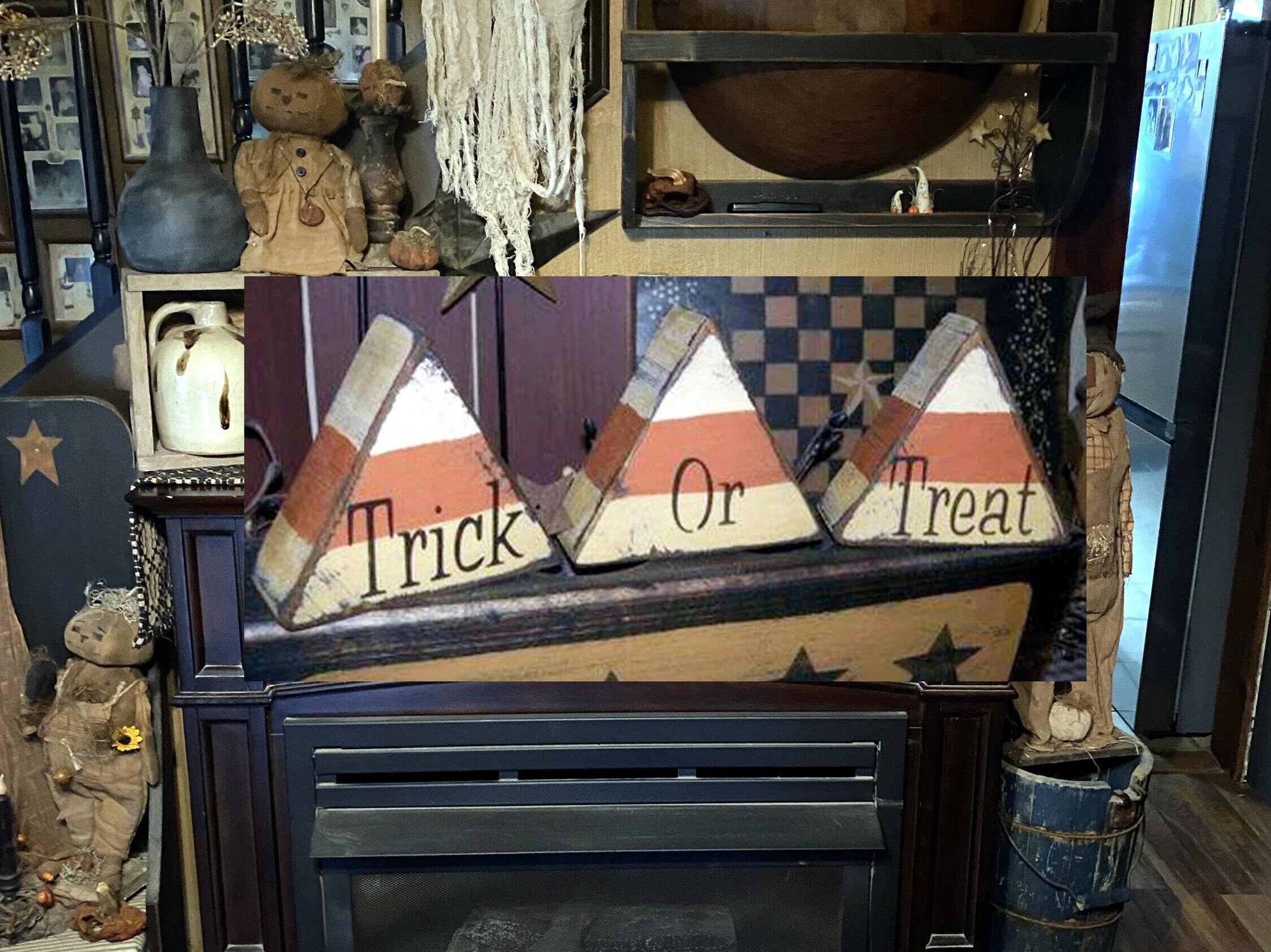 Candy Corn Trick or Treat Halloween Primitive Block Sign - Etsy