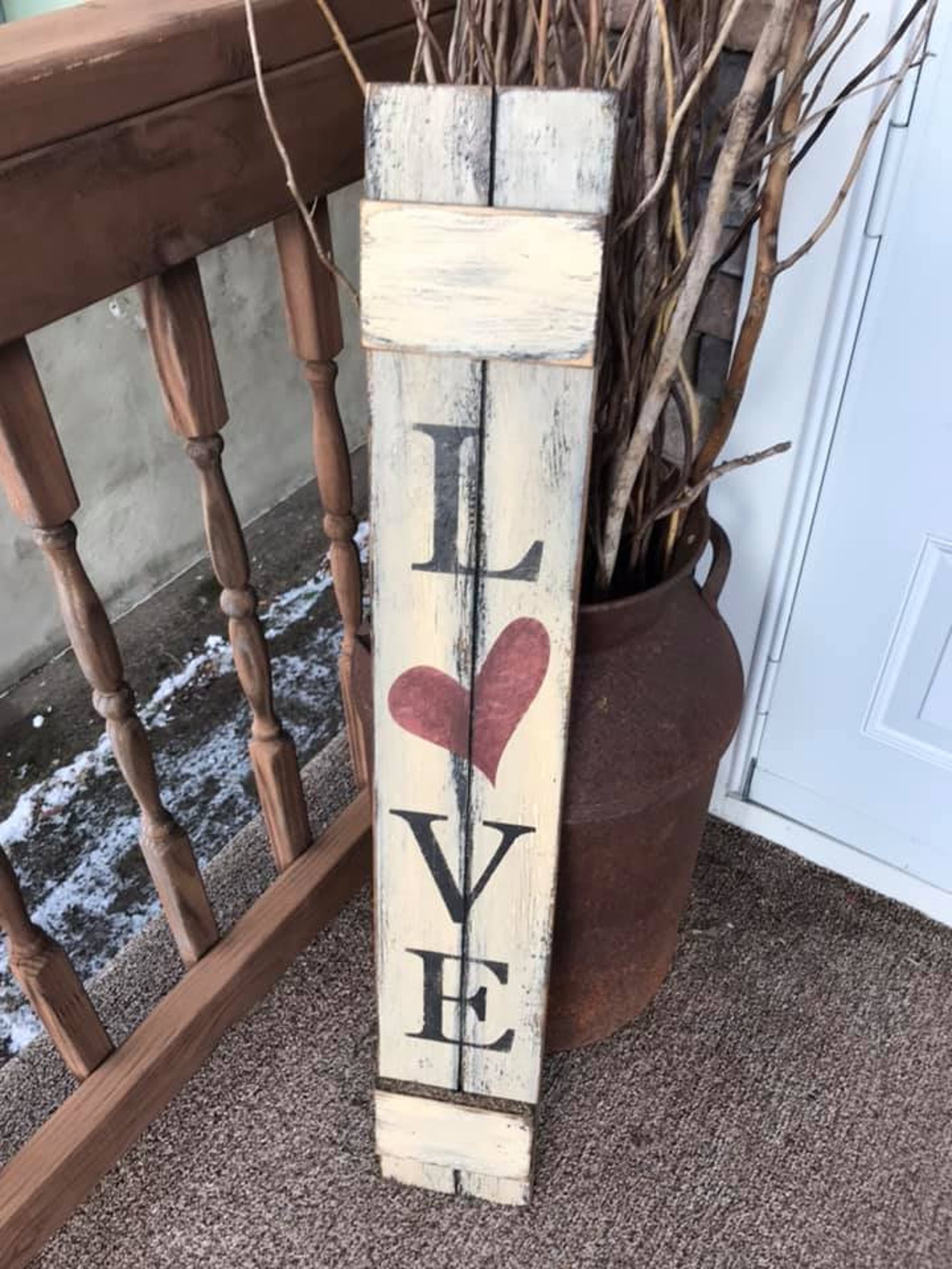 Love Vertical Valentine Primitive Sign - Etsy