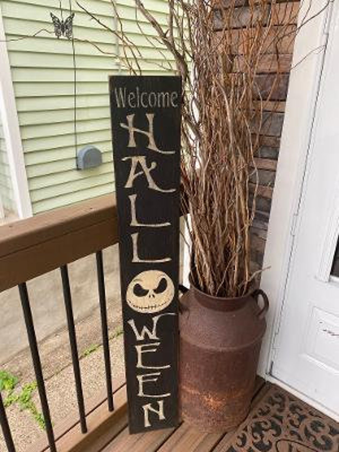 Welcome Halloween Jack Skeleton Porch Primitive Sign - Etsy