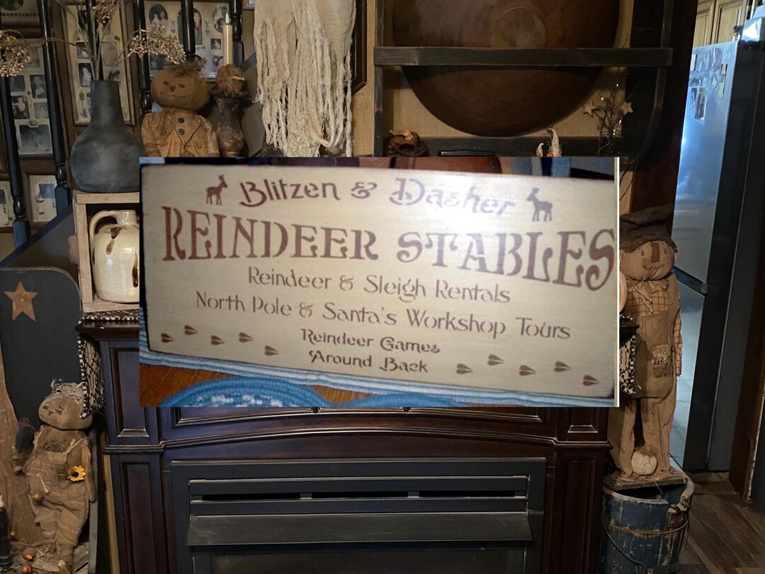 Reindeer Stables Dasher Christmas Primitive Sign - Etsy