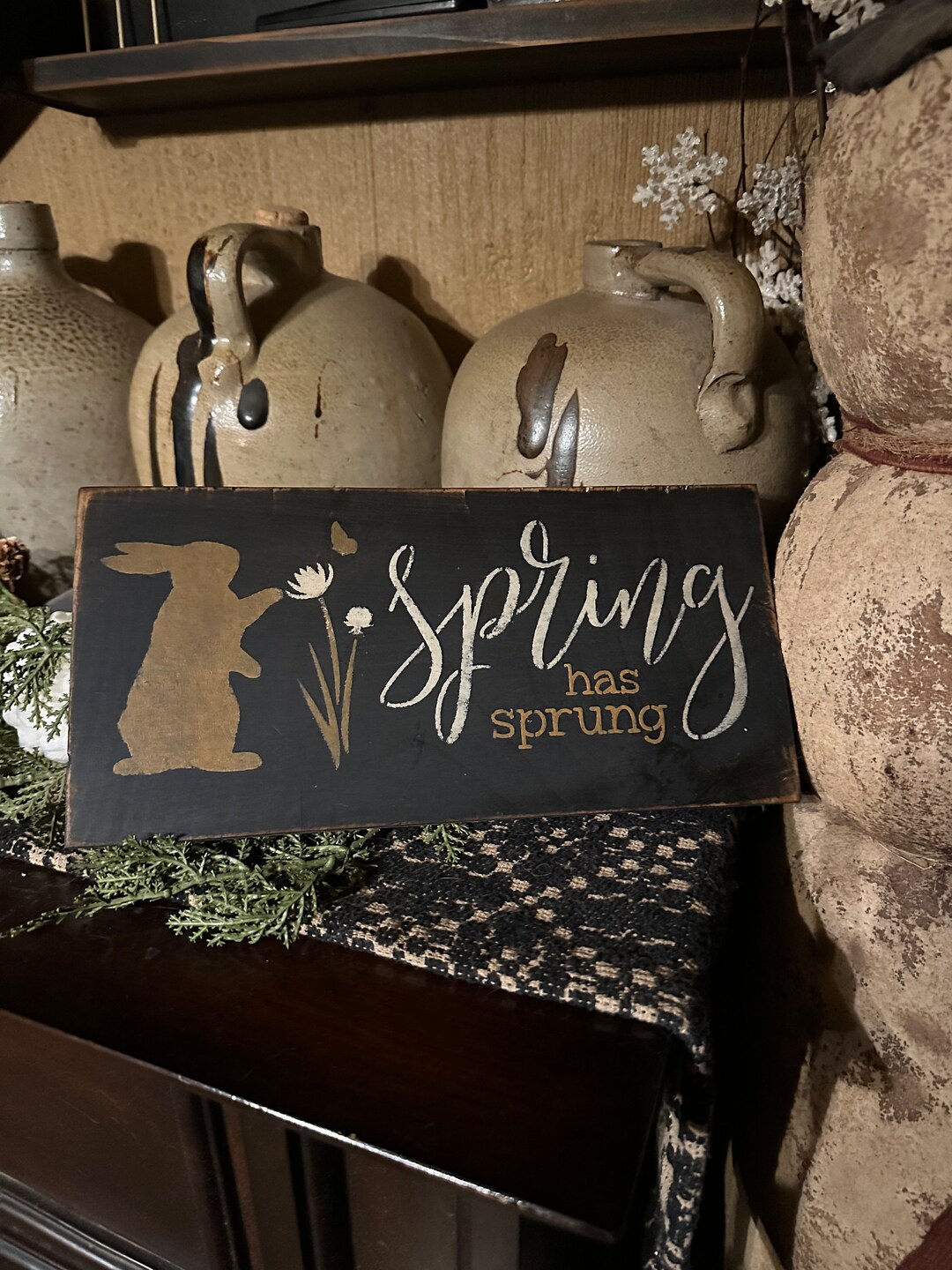 Spring Has Sprung Bunny Primitive Sign - Etsy