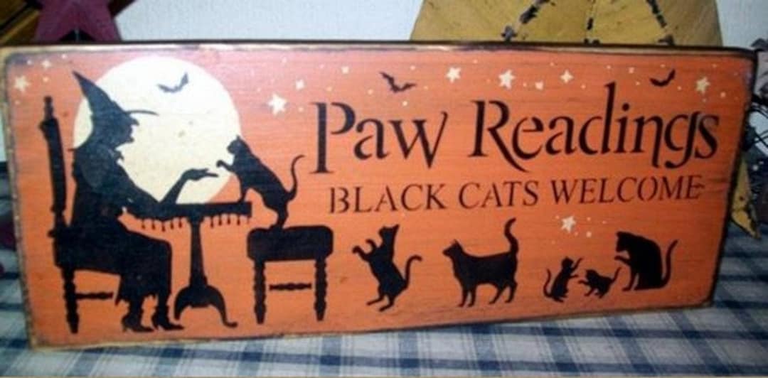 Paw Readings Black Catswelcome Withces Primitive Halloween Sign - Etsy