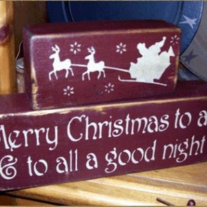 Primitive Christmas Merry Christmas to All Santa Sleigh Block Sign - Etsy