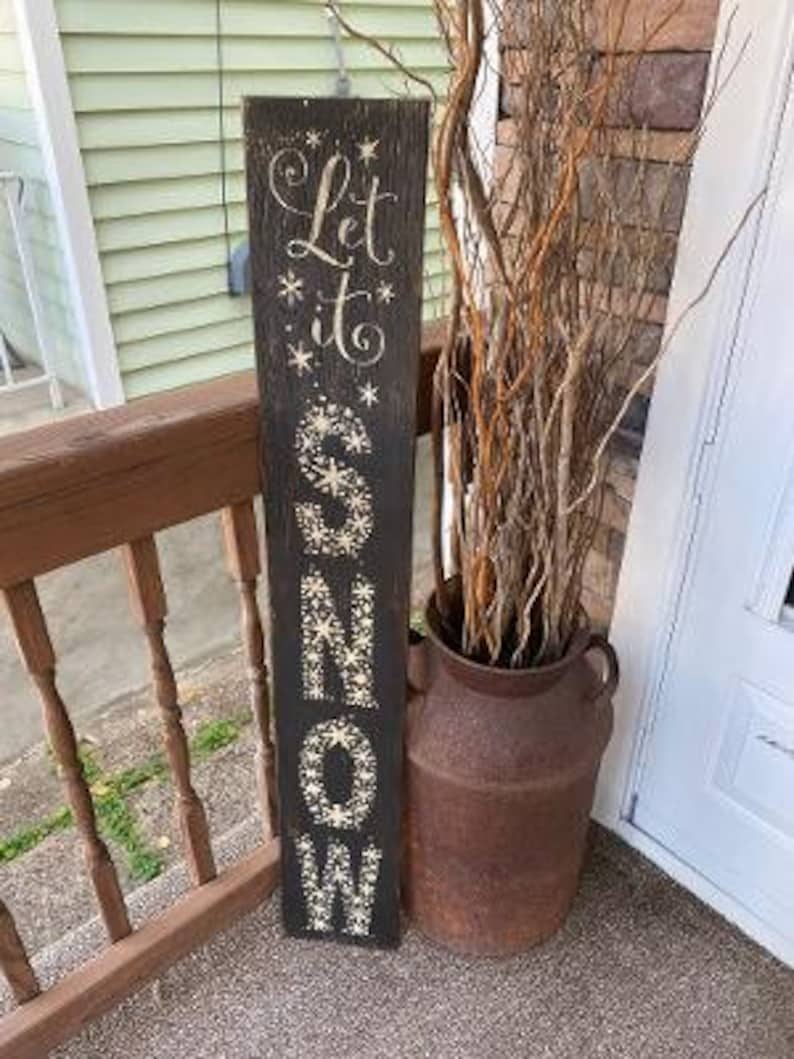 Let It Snow Snowflakes Winter Porch Primitive Sign - Etsy