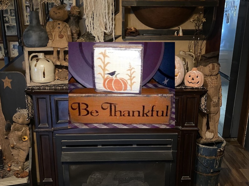 Be Thankful Primitive Fall Thanksgiving Block Sign - Etsy