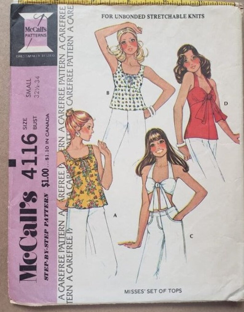 Vintage Mccall's Top Pattern 4116 Size Small - Etsy
