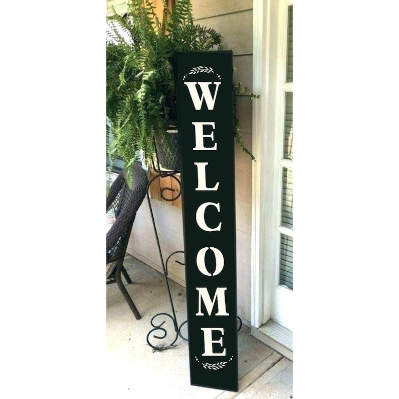 Welcome Laurel Leaves Vertical Porch Stencil | Floor | Patio ...