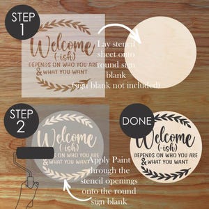 Welcome-ish Round Sign Stencil | Sign Stencil | DIY Sign Stencil ...