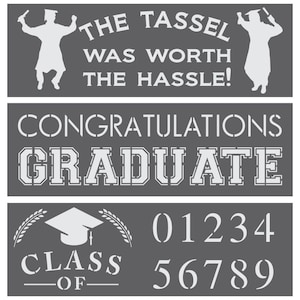 Graduation DIY Craft 3 Piece Stencil Kit | DIY Graduation Signs ...