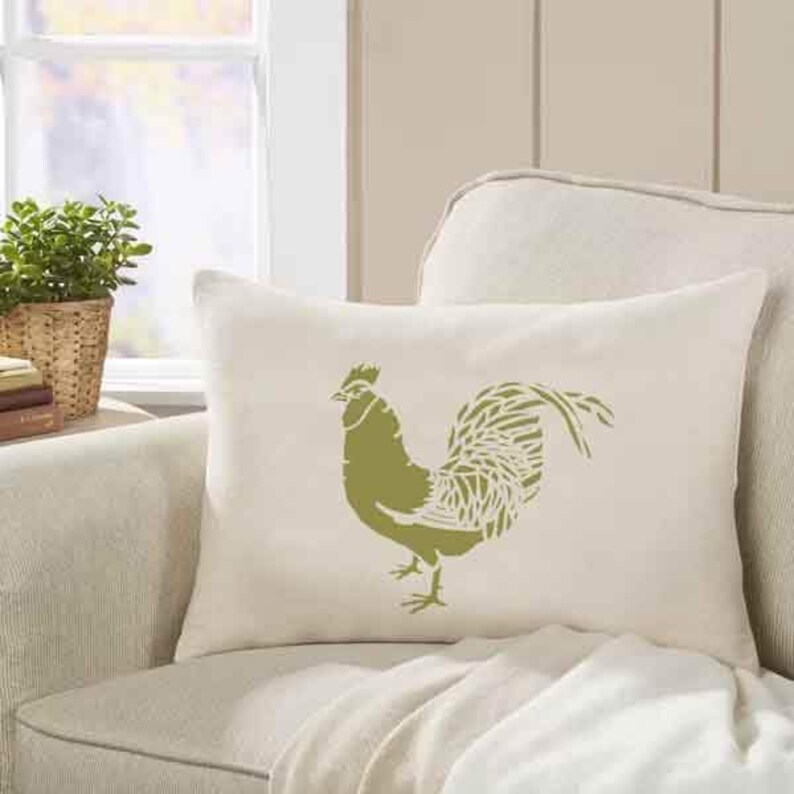 Rooster Motif Accent Wall Stencils by Oak Lane Studio | Etsy