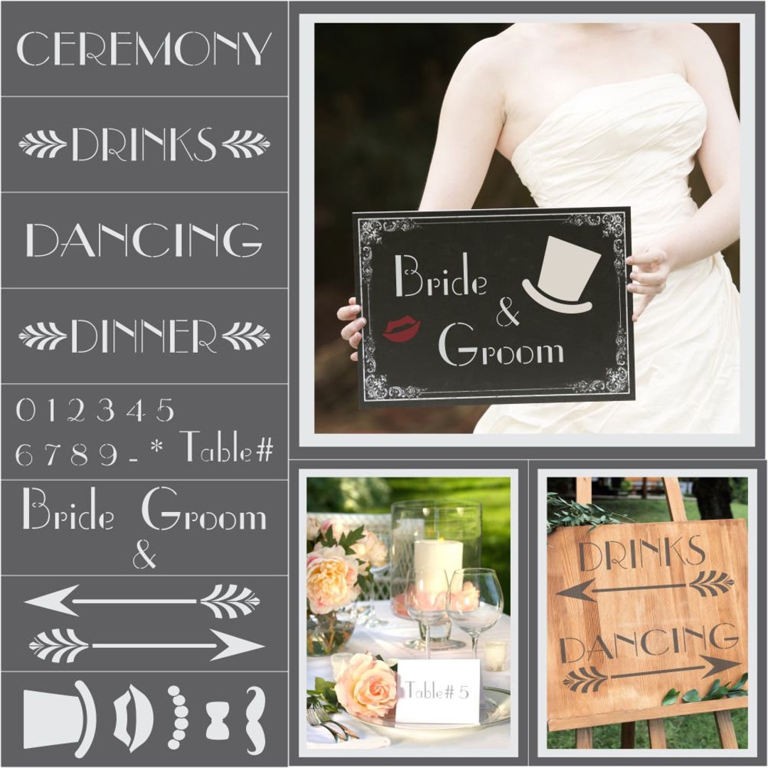 Vintage 1920's Wedding Stencil Kit | DIY Wedding Sign Stencil ...