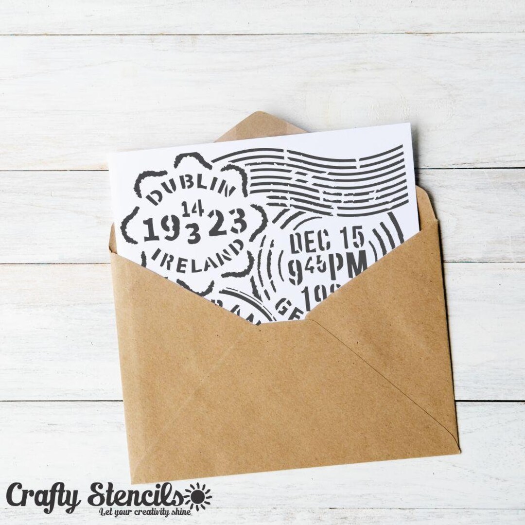 Vintage Postmarks Mini Craft Stencil | Fabric Stencil | Furniture ...
