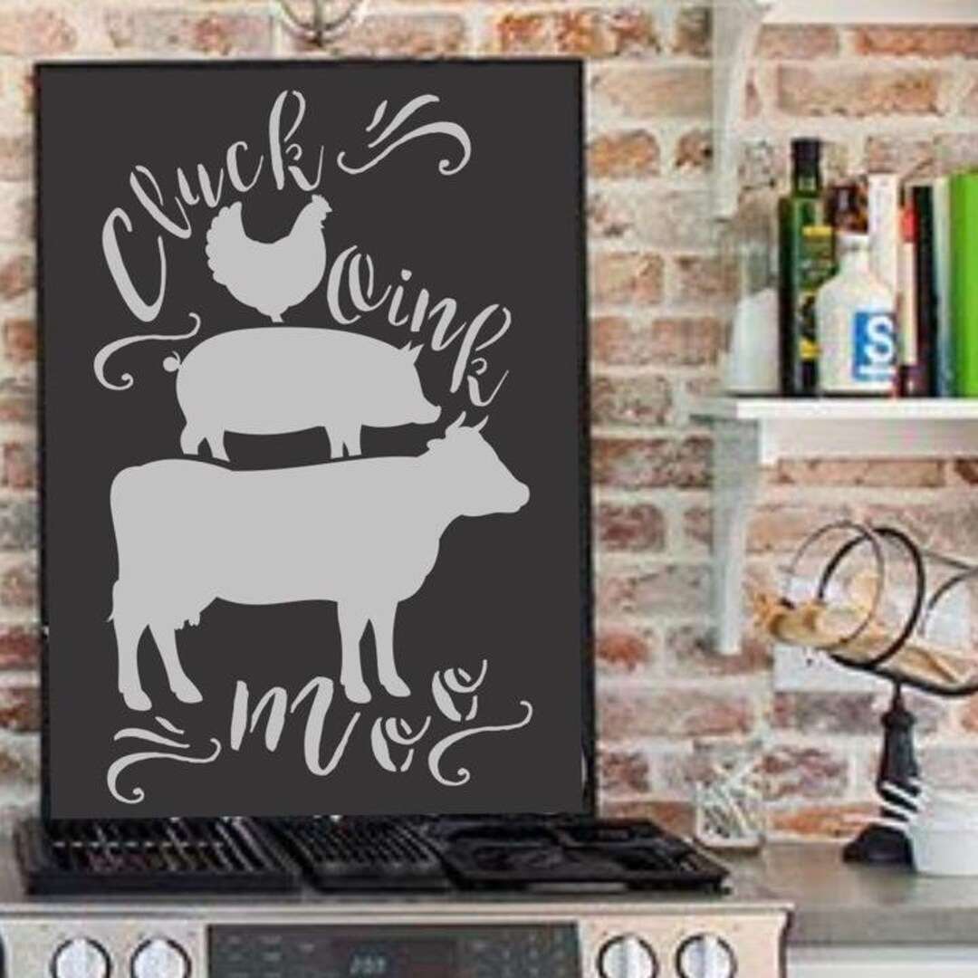 Cluck Moo Oink Wall Stencils by Oak Lane Studio Wall Stencil - Etsy