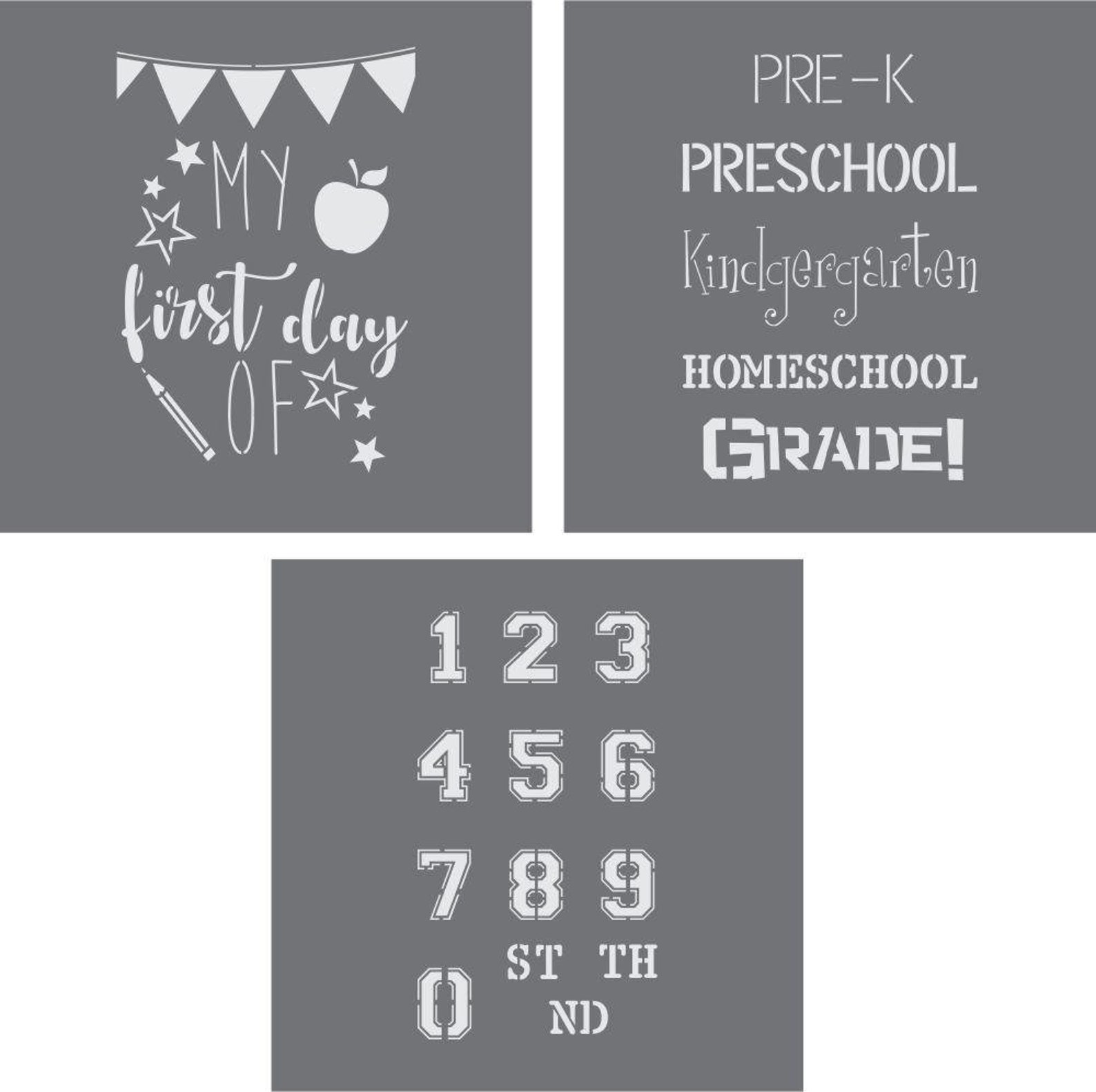 3 Piece Back to School Stencil Pack | Craft | Reusable | DIY | - Etsy