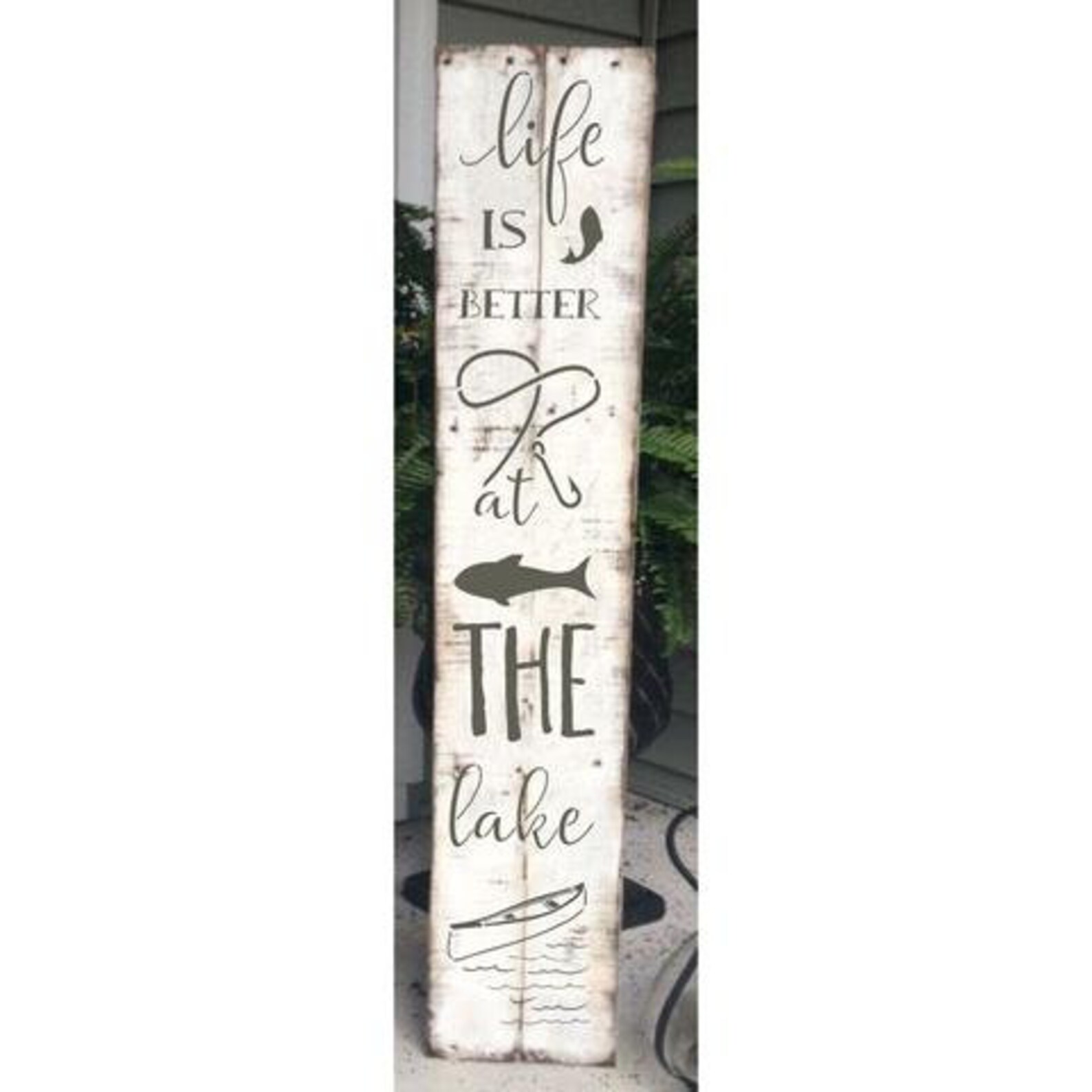 Life at the Lake Vertical Porch Sign Stencil | DIY Porch Stencil | Sign ...
