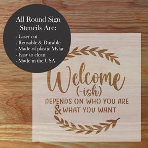 Welcome-ish Round Sign Stencil | Sign Stencil | DIY Sign Stencil ...