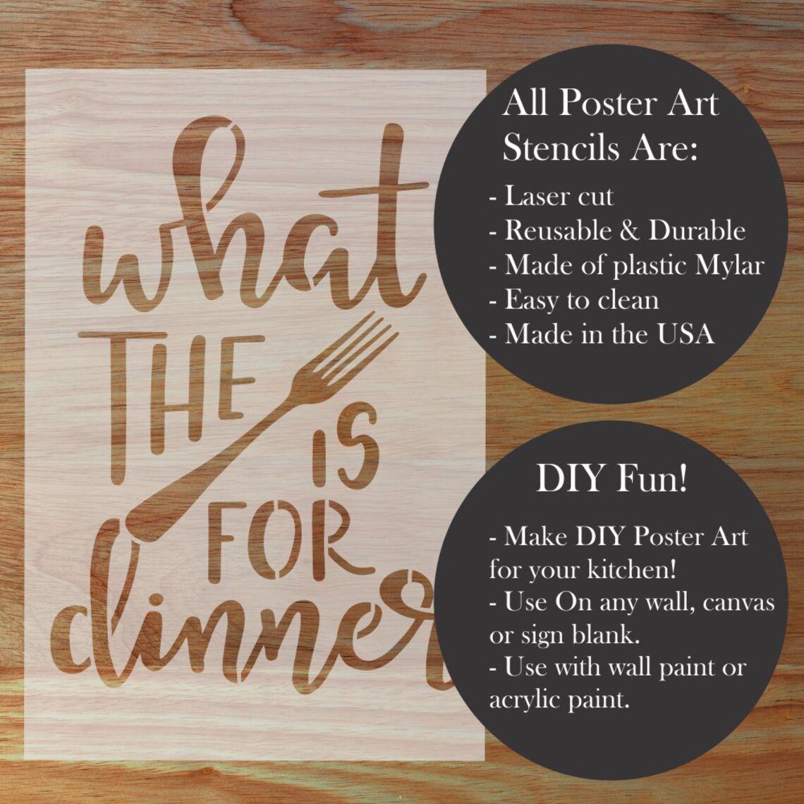 What the Fork Poster Art Stencil | DIY Wall Art Stencil | Chalkboard ...