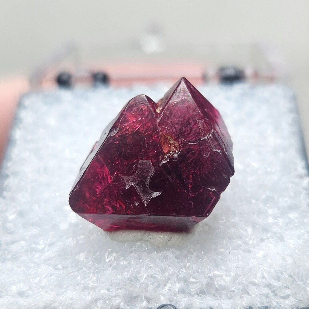 Twinned Spinel Crystal, Pigeon Blood Red, FLUORESCENT, Comes With ...