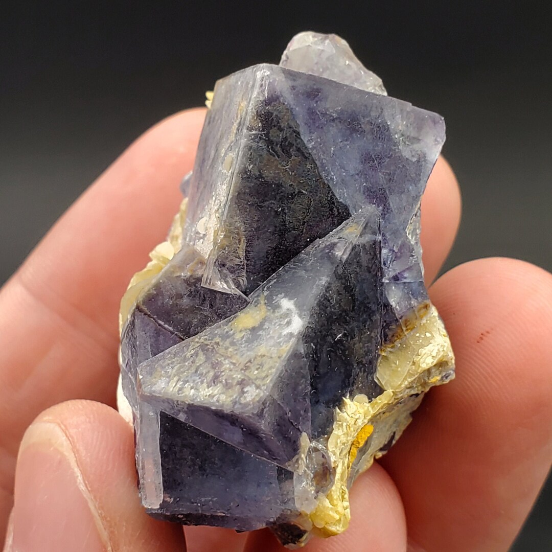 Blue Purple Phantom Fluorite Crystal Cluster With Barite, Yindu, 54.9 ...