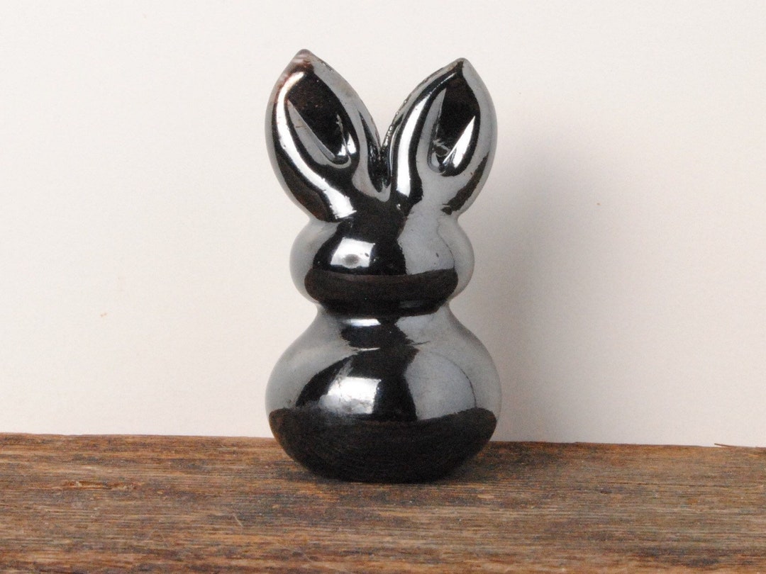 Mini Black Handmade Glass Bunny Rabbit Paperweight Sculpture - Etsy