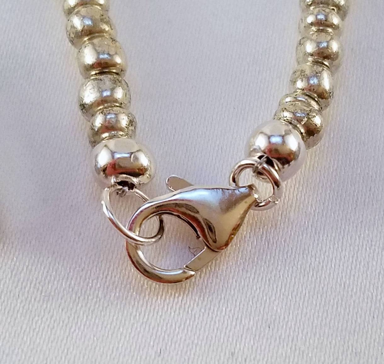 Silver Bead Necklace and Earring Set - Etsy