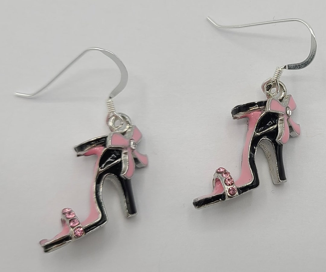 Pink and Silver High Heel Dangle Earrings - Etsy
