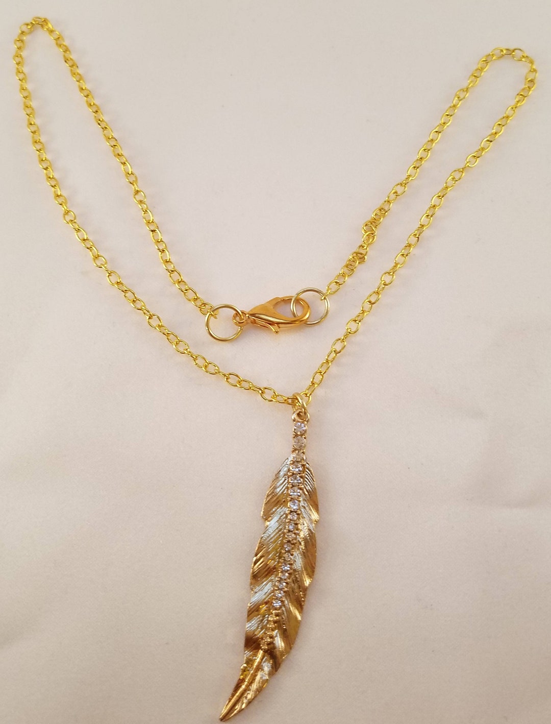 Bedazzled Gold Leaf Necklace - Etsy