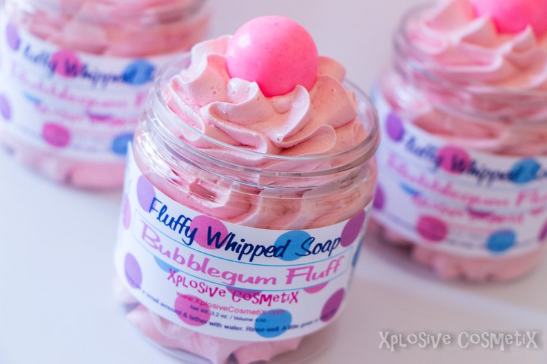Fluffy Whipped Soap Bubblegum Fluff 4 Oz Vegan Etsy Uk