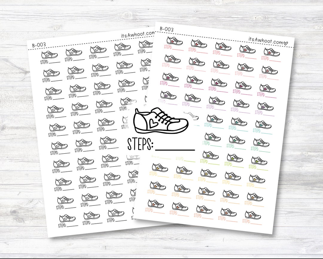 Steps Stickers, Steps With Shoe Icon Planner Stickers, Step Tracking ...