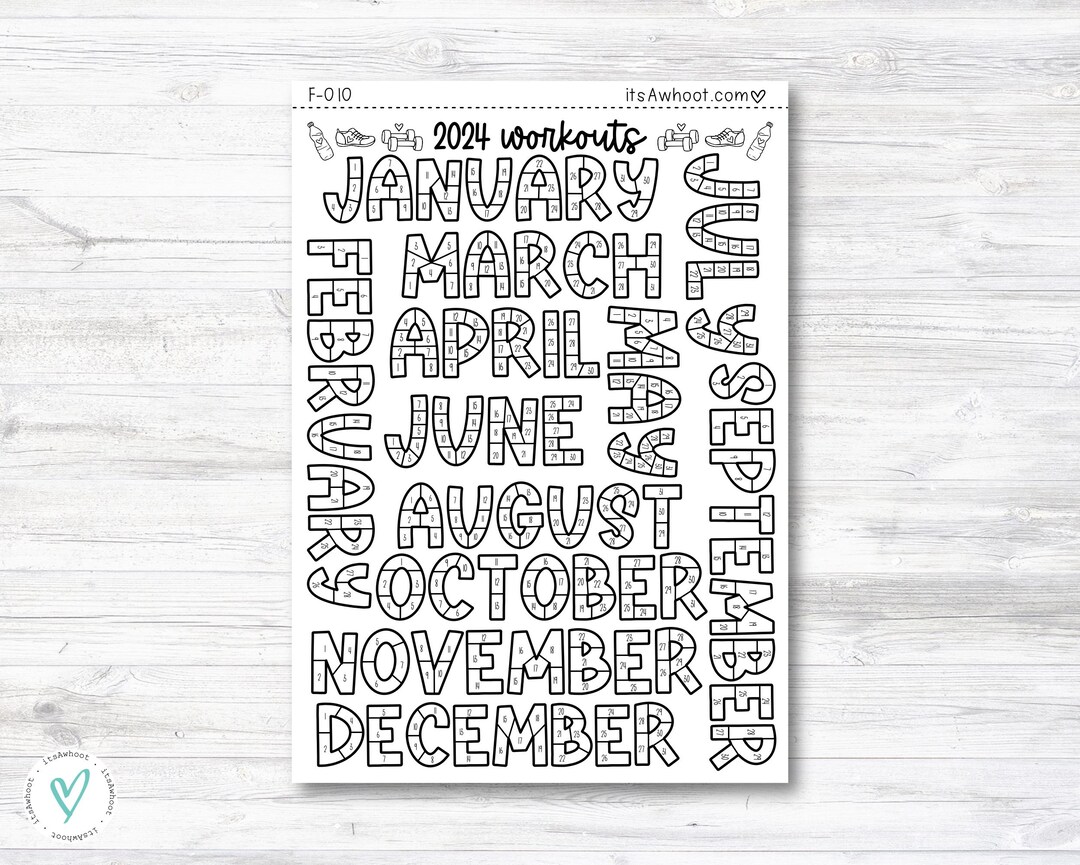 2024 Workouts Tracker Coloring Dashboard Sticker (F010) - Etsy 2024 Workouts Tracker Coloring Dashboard Sticker (F010) - Etsy