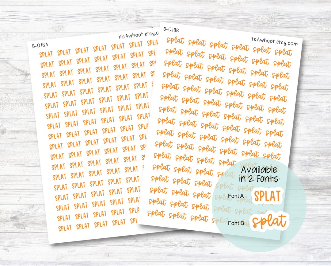 Orange Splat Stickers, Splat Script Planner Stickers (B018) - Etsy