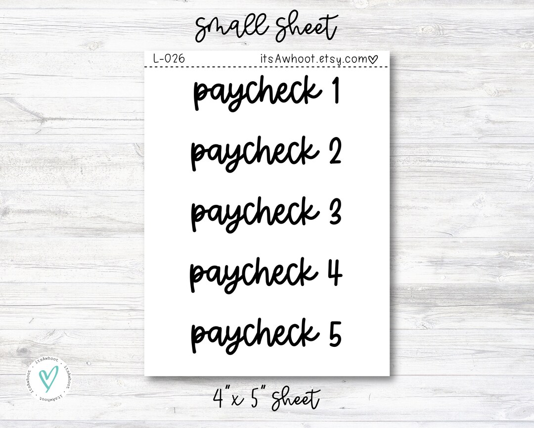 PAYCHECK Script Header Stickers, Paycheck Planner Stickers - SMALL DECO ...