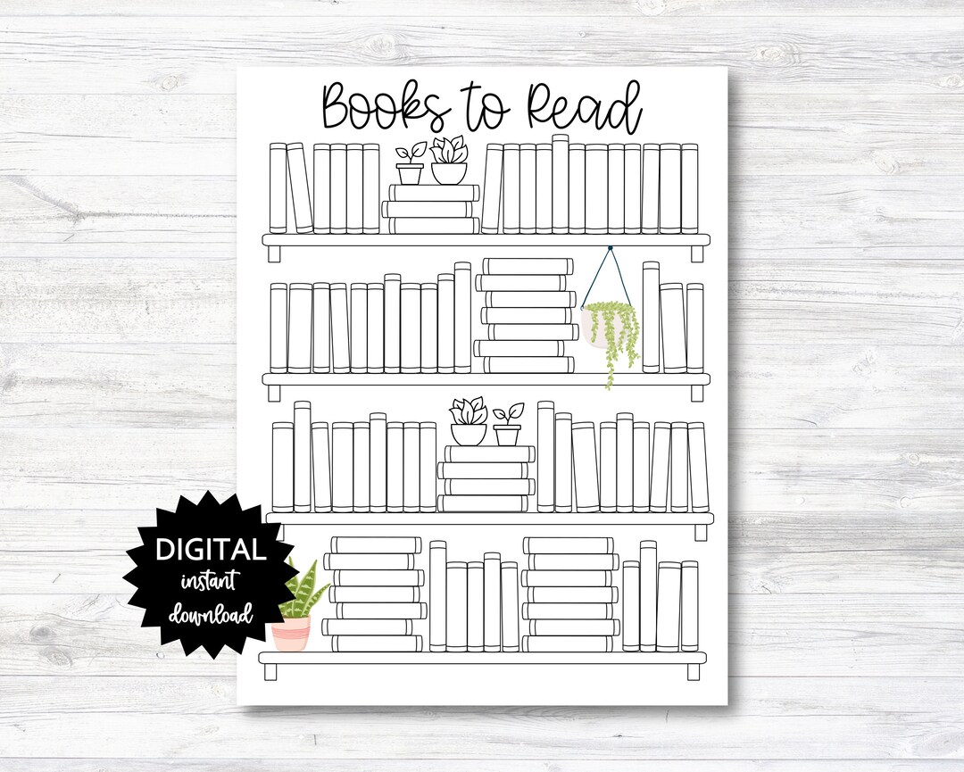 Books to Read Printable, Reading Tracker, Bookshelf Printable ...