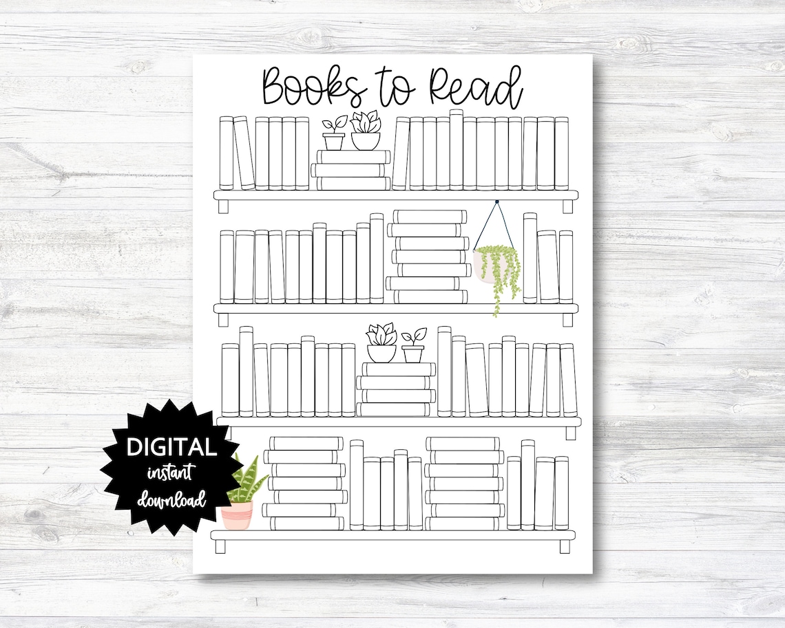 Books to Read Printable, Reading Tracker, Bookshelf Printable PRINTABLE ...