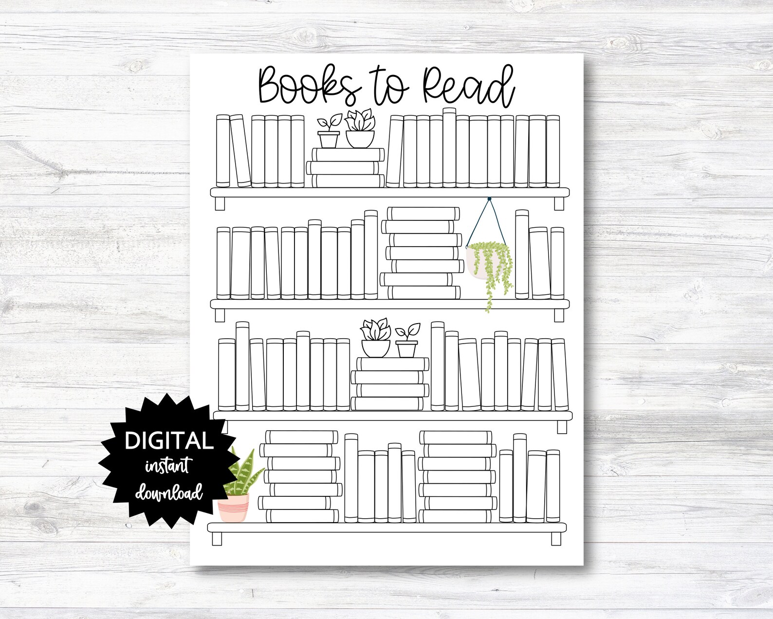 Books to Read Printable, Reading Tracker, Bookshelf Printable PRINTABLE ...