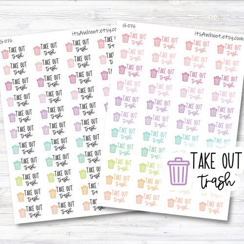 Take Out Trash Stickers Trash Day Reminder Sticker Take Out - Etsy