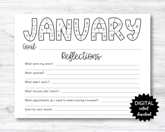 January Habit Tracker Coloring Sheet Printable Month Habit - Etsy