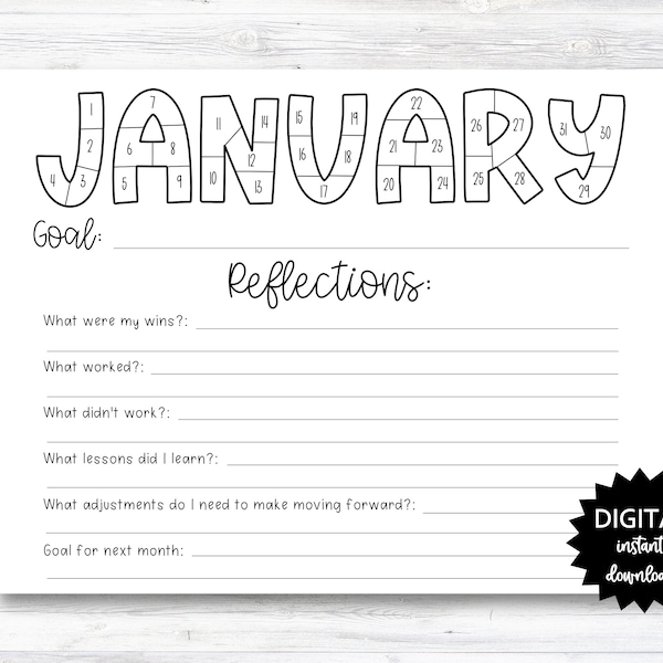 January Habit Tracker Coloring Sheet - Etsy