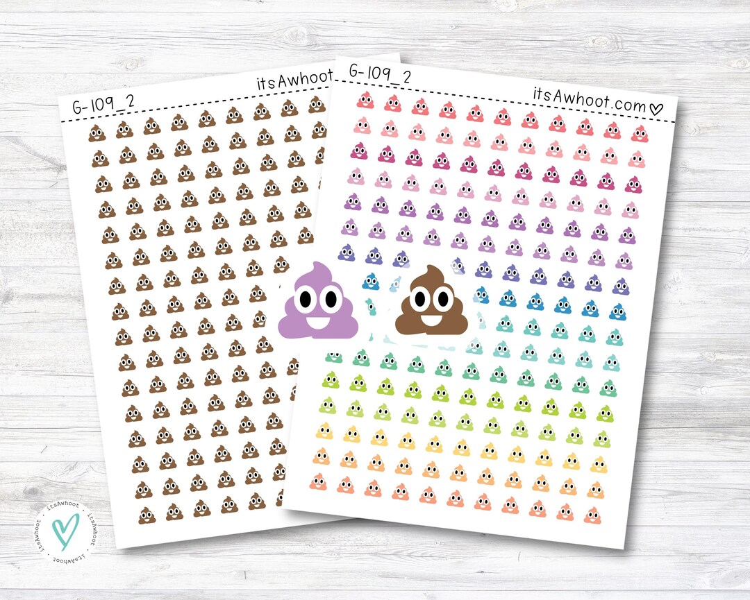 Poop Icon Sticker, Poop Planner Sticker, Poop Stickers - Mini .25" Tall ...