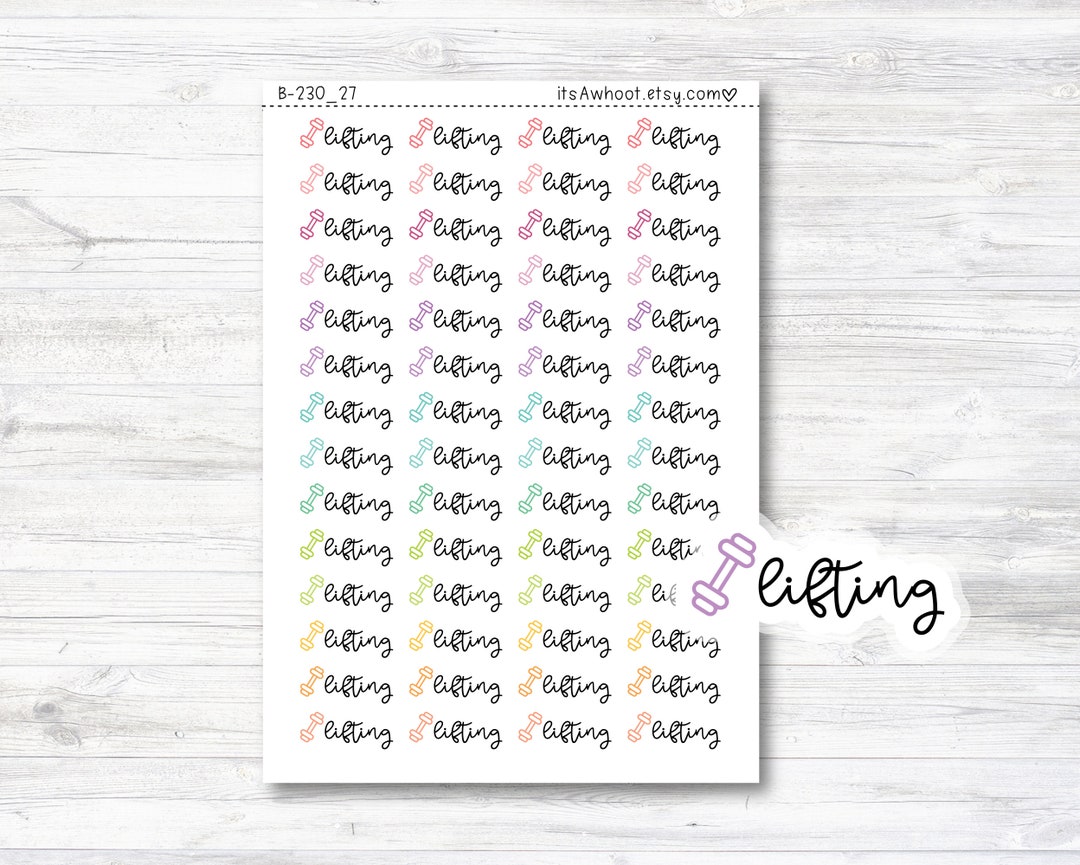 Lifting Script Stickers, Lifting Planner Stickers, Lifting With ...