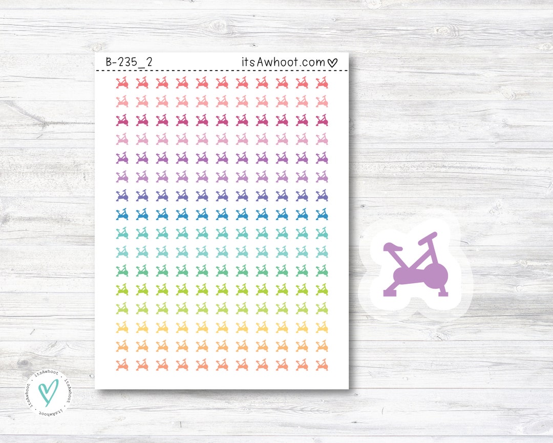 Spin Bike Planner Stickers, Cycling Bike Icon Stickers - Mini .25" Tall ...