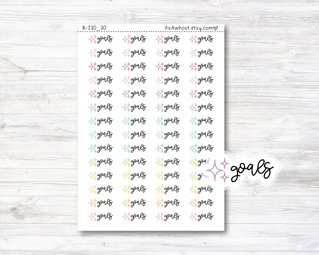 Goals Script Stickers, Goals Planner Stickers, Goals With Icon Stickers ...