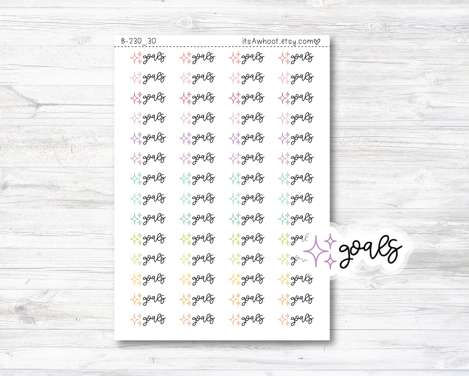 Goals Script Stickers, Goals Planner Stickers, Goals With Icon Stickers ...