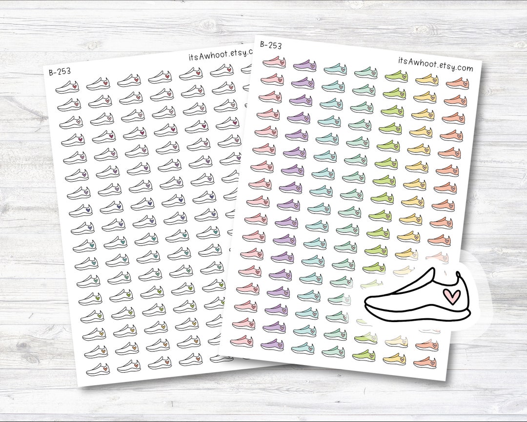 Running / Walking Shoes Planner Stickers, Doodle Shoes Stickers (B253 ...
