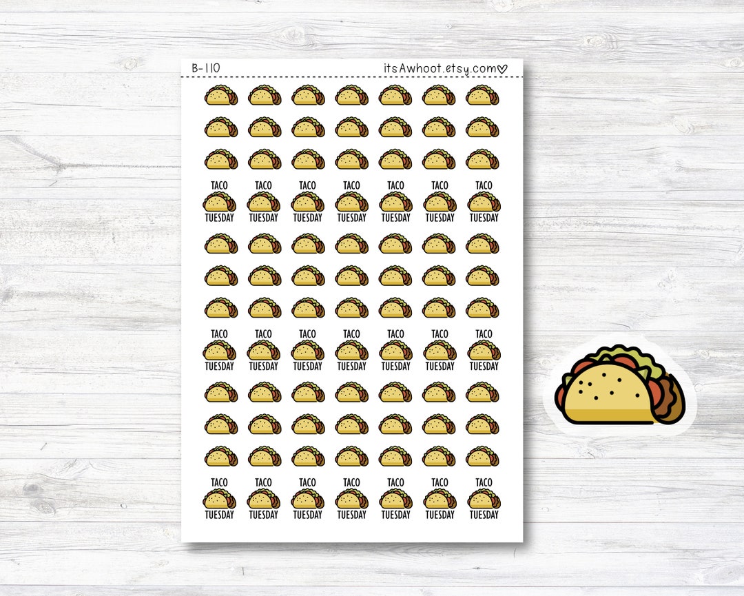 Taco Stickers, Taco Icon Planner Stickers, Taco Tuesday Stickers (B110 ...