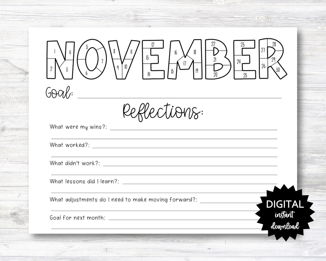 November Habit Tracker Coloring Sheet Printable, Month Habit Tracker ...