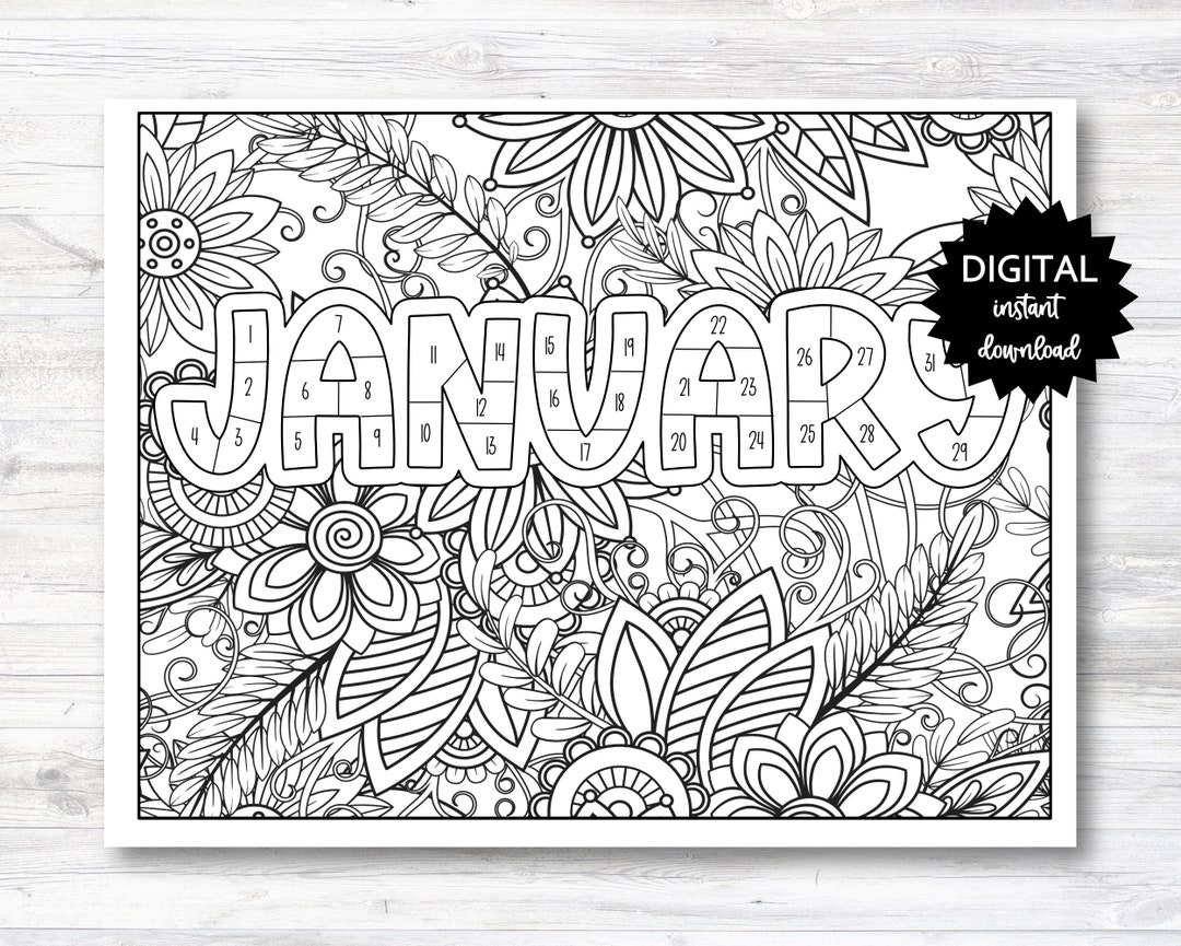 January Habit Tracker Coloring Sheet Printable, Month Habit Tracker ...