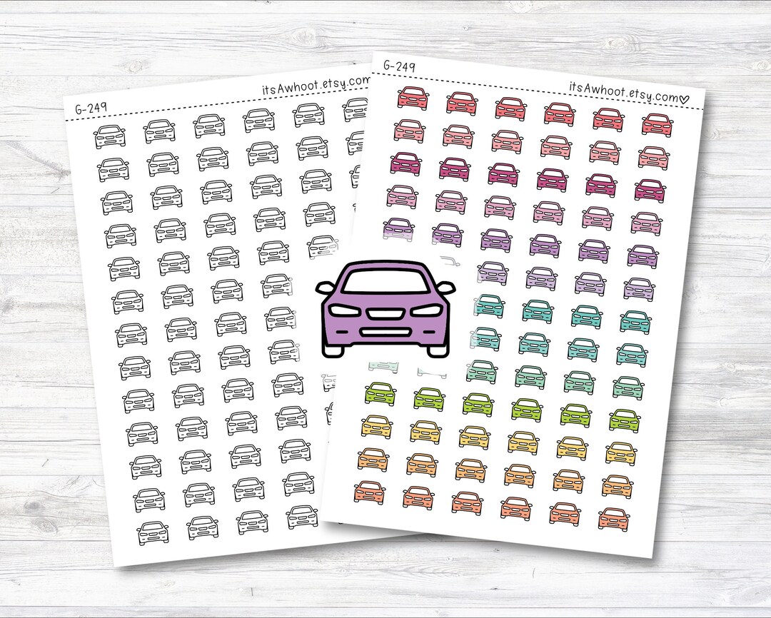 Car Stickers, Car Icon Planner Stickers, Doodle Car Stickers (G249) - Etsy