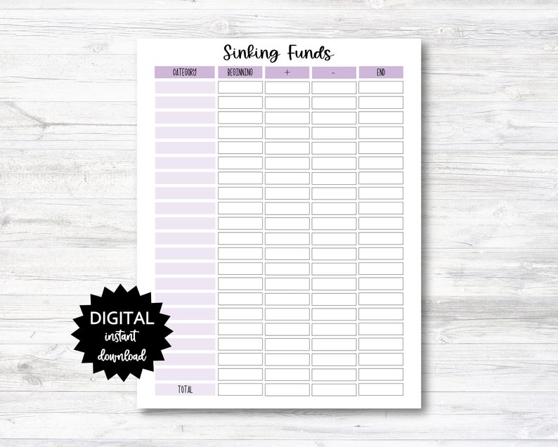 Sinking Funds Printable, Sinking Funds Digital Download - PRINTABLE ...