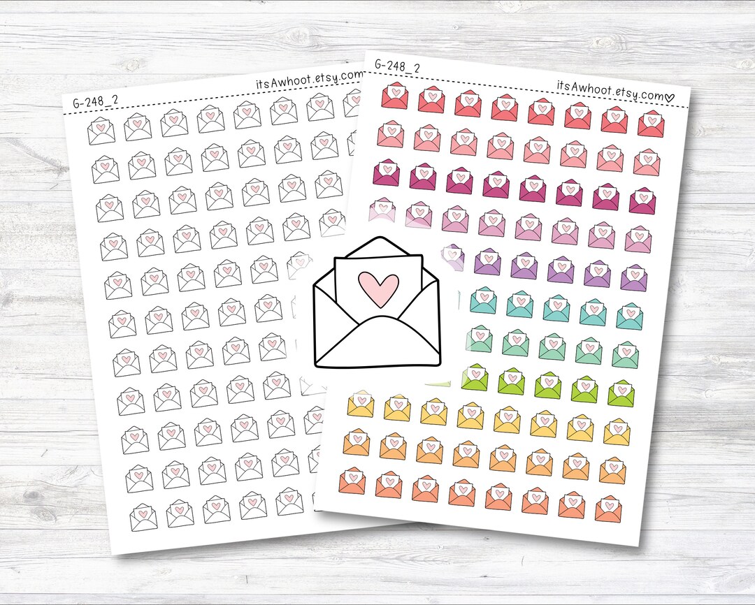 Happy Mail Stickers, Envelope Icon Planner Stickers, Doodle Envelope ...